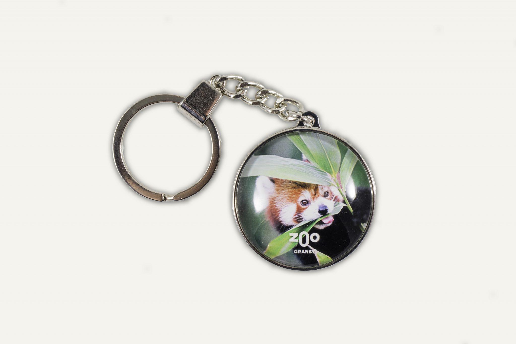 Red panda glass dome keychain - Boutique du Zoo de Granby